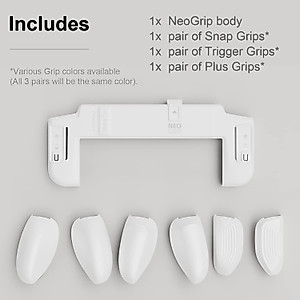 Skull & Co. NeoGrip: an Ergonomic Grip Hard Shell with Replaceable Grips [to fit All Hands Sizes] for Nintendo Switch OLED and Regular Model [No Carrying Case] - White