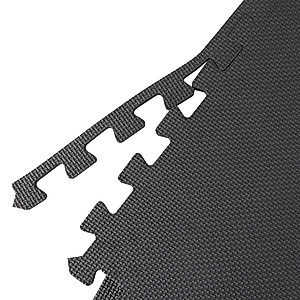 F2C 6 Pieces Puzzle Exercise Mat EVA Foam Interlocking Tiles with 12 End Borders for Gym Home Exercise Workout Floor Protecting Black