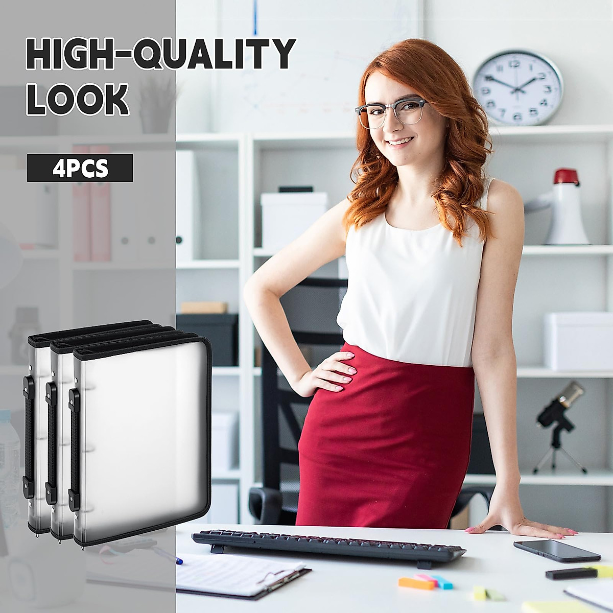 Teling 4 Pcs 1 Inch Clear Zipper Binder with 3 Ring Zipper Binder, Refillable Plastic Clear File Organizer Planner for Projects, Assignments, Memos, School Work, 13.2 x 10 Inch