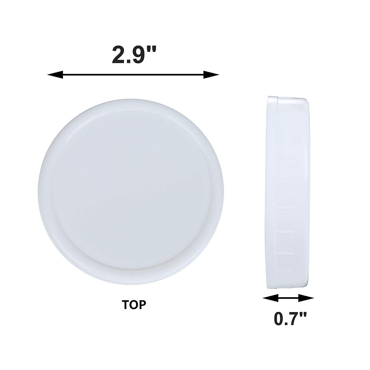 2 Dozen Regular Mouth Lids Mason Jar Lids Plastic Storage Caps for Mason Canning Jars and More, Standard, Dia 70mm, White