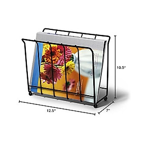 Spectrum Desktop Magazine Rack (Black) - Standing Wire Storage for Desk, Office, Side Table, Bathroom, Files, Workspace, Books, Paper, & More