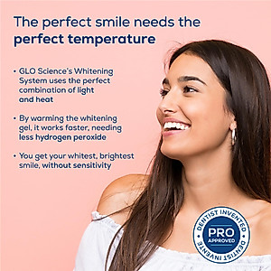 GLO Science — GLO Classic Brilliant Teeth Whitening Device Kit w/Patented Warming Mouthpiece and Blue LED Light Technology — Designed for Sensitive Teeth, White Device