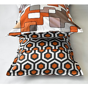 Minimal Style Geometric Shapes Duvet Quilt Cover Scandinavian Midcentury Modern Geo Print 100-percent Cotton Bedding Set Soft Casual Retro Mosaic Orange Blush Taupe King Full Queen or Twin (Twin)