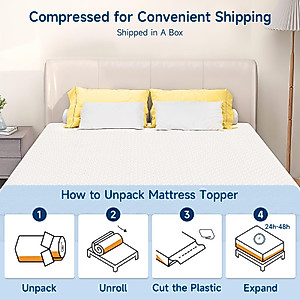 3 Inch Mattress Topper with Cover, Queen Size, Dual Layer Support Memory Foam Bed Toppers, Non-Slip, Breathable and Cool, Pressure Relief & Back Pain, CertiPUR-US Certification