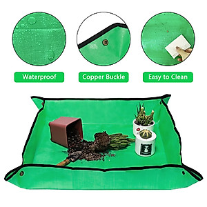 VinYankee Repotting Mat for Transplanting & Potting Soil Mess Control, 26.8" x 26.8" Waterproof Plant Potting Mat, Succulent Orchid Potting Tray for Plant Pots, Gardening Gifts Bonsai Tools