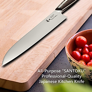 NAGOMI] 7-Inch All-Purpose Knife for Meat, Fish, Vegetables | Professional-Quality Japanese SANTOKU Kitchen Knife with Ergonomic Handle | Stainless Steel Ultra Sharp | Gift Box