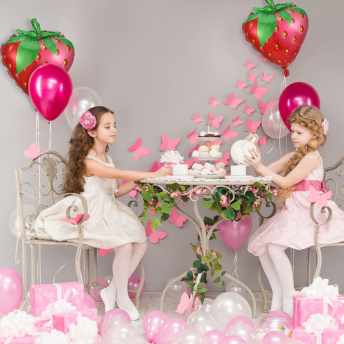 Tatuo 12 Pieces Spring Day Theme Party Balloon Aluminum Foil Balloon for Wedding Birthday Baby Shower Party Decorations Supplies (Strawberry)