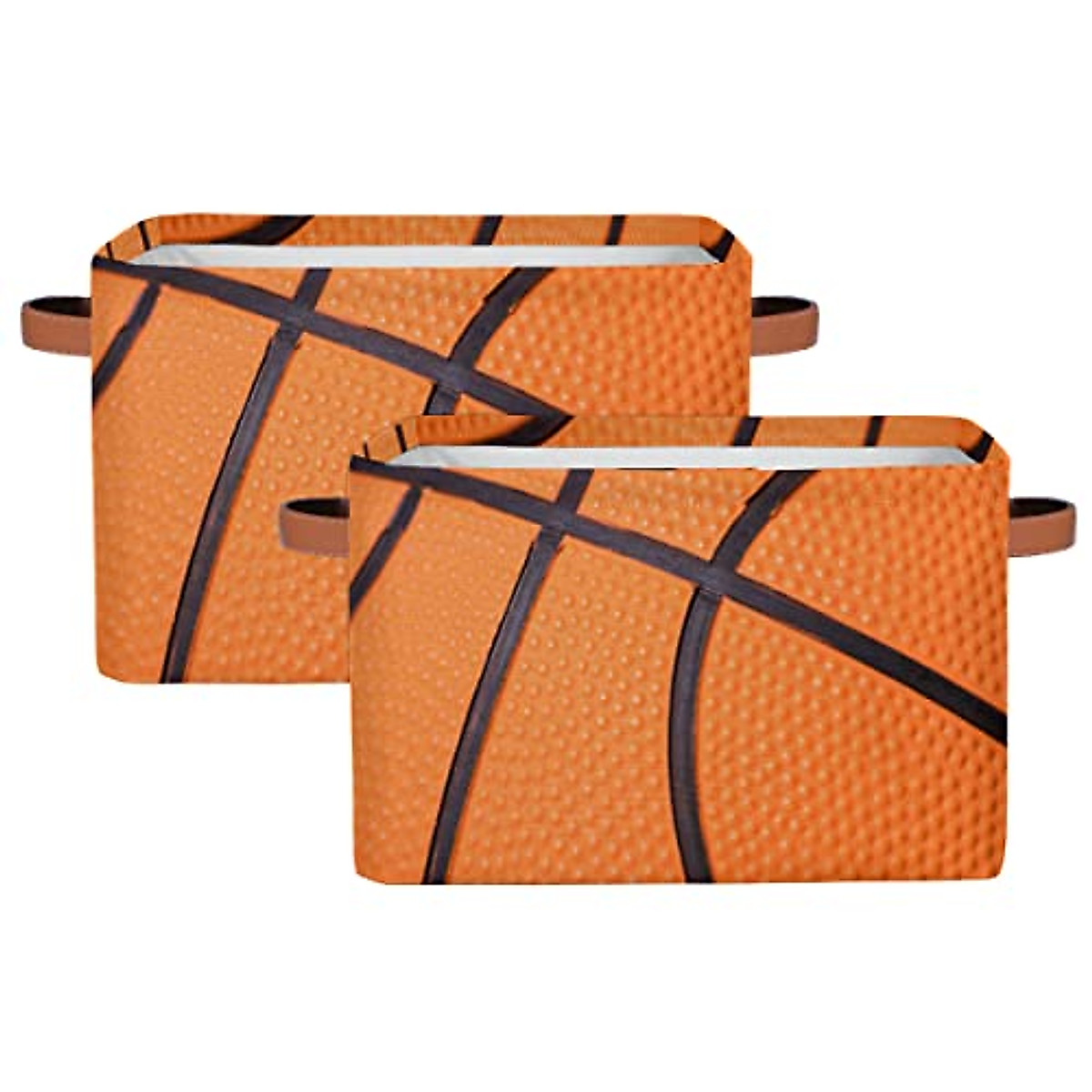 Basketball Rectangle Storage Basket with Handles Foldable Fabric Laundry Basket Storage Cubes for Toys Organizer, Closet, Shelf,2 PCS