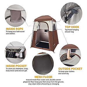 KingCamp Shower Tent Oversize Outdoor for Camping Dressing Portable Shelter Changing Room Privacy Single/Double 66x66x85"