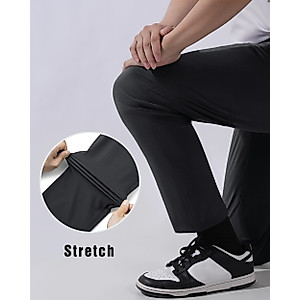 BIYLACLESEN Sweatpants for Men Joggers with Pockets Track Athletic Workout Pants Lightweight Quick Dry Fit Pants Waterproof Hiking Pants Black 40