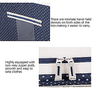 CEGAR Oxford Fabric Storage Box, Stackable Storage Bag Organizers, Double Zipper Folding Holder Container Organizer with Steel Frame for Clothes Bed Sheets Blanket (Blue-72L-2)