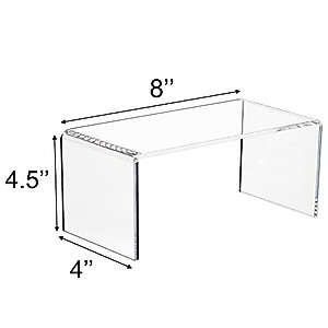 Claytonic Durable 4-Pack Large Clear 4mm Thick Acrylic Display Risers for Funko POP figures,Retail Display, Display Riser Shelf Showcase Fixtures for Jewelry (4, 8''x 4''x 4.5'')
