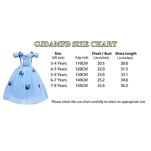 GJDAMFD Girls Dress up Costume Blue Butterfly Princess Dresses with Accessories for Little Girls 3-4T