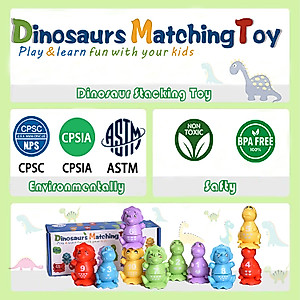 Stacking Dinosaur Toys for Kids 3-5, Stacking Blocks Toys for 2-7 Year Old Boys Girls, Educational Stacking Toys Gifts for Toddlers Age 2-4 Christmas Birthday Gifts, Dinosaur Toys for 2 Year Old Boy