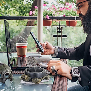 LESES Ashtray for Cigarettes Outdoor Ashtrays with Lid Cute Turtle Ash Tray for Home Office Garden Porch Decor Gift for Dad Father