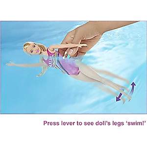 Barbie Dreamhouse Adventures Swim 'n Dive Doll, 11.5-Inch, in Swimwear, with Swimming Feature, Diving Board and Puppy, Gift for 3 to 7 Year Olds