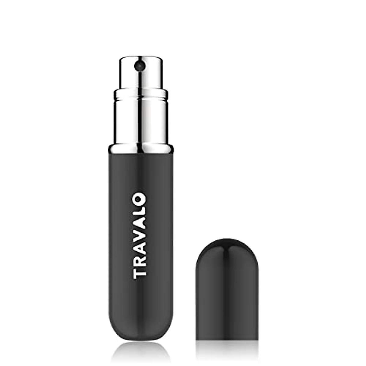Travalo Classic Perfume Atomizer - U refill system - Elegant Metal Travel Atomiser - TSA Flight Approved Portable Mini Refillable Empty spray Bottle - Glass-free Scent Pump Case - Black 0.17 oz / 5ml
