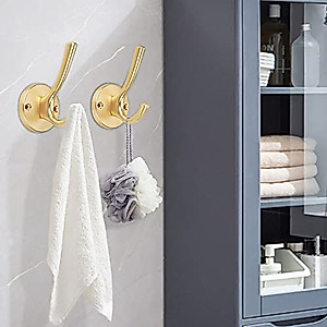 Bilindasly Gold Hooks Bath Towel Hooks Heavy Duty Brass Wall Door Hook Hanger Clothes Hooks for Hanging Coats Hat Hooks Towel Hooks for Bathrooms Bedroom Kitchen Key Hanger Hooks, 1 Pack