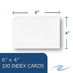 Roaring Spring Recycled Index Cards 4"x6", 100 Count, Smooth 100# White Recycled Index Paper, Ruled on Front, Blank on Back