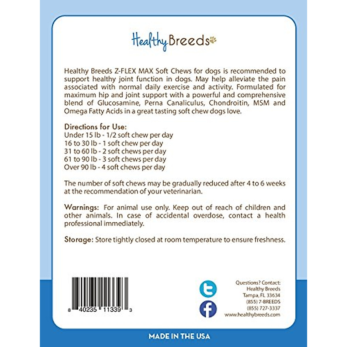 Healthy Breeds Great Pyrenees Z-Flex Max Hip and Joint Soft Chews 170 Count