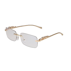 FLAWLESS EYEWEAR Rimless Oversized Sunglasses for Women Men Rectangular Frameless Fashion Shades (Clear)
