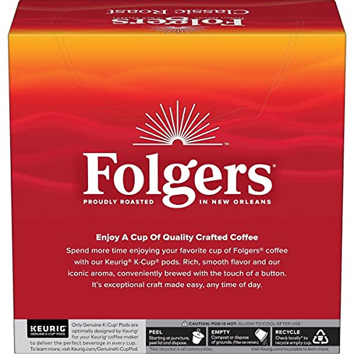 Folgers Classic Roast Coffee, Medium Roast, 32 Keurig K-Cup Pods