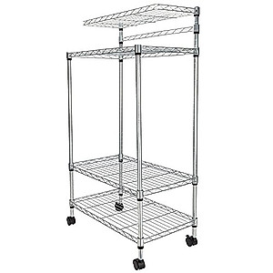 Wire Shelving Unit Adjustable Steel Wire Rack Chrome, Heavy Duty Storage Shelving Unit On 4'' Wheel Casters, Metal Organizer Wire Rack,for Kitchen (4 Tiers - 23.6W x 13.7D x 47.2H)