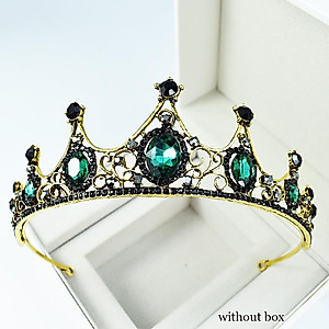 TOCESS Green Crown Tiara for Women, Vintage Princess Crown Queen Tiara with halo Crystal Emerald Rhinestone for Girls Bridal, Wedding, Pageant, Halloween, Prom Birthday Festival Party