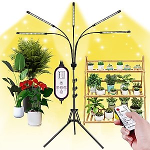 zyzykeji Grow Lights for Indoor Plants,5 Heads Plant Lights for Indoor Plant,LED Full Spectrum Plant Lights,Adjustable Plant Grow Light,4/8/12H Timer,Warm White Grow Lamp for Various Plant