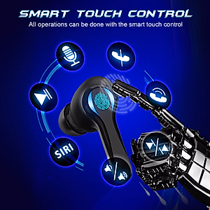 Wireless Game Earphones, Bluetooth 5.1 Headphones with Noise Cancelling Earbuds Mic Fingerprint Touch Control 35ms Low Latency IPX5 Waterproof Headsets for Gaming 30H Playtime by MEI Hua