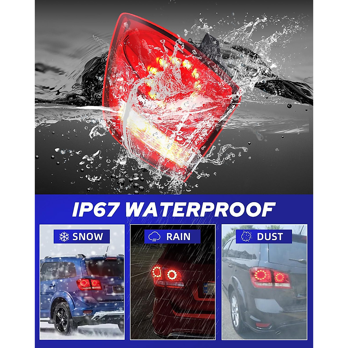 AUTOONE Tail Light Assembly Rear Lamps with Bulbs Replacement for 2011-2020 Dodge Journey Tail Lamp Outer LED Brake Light Driver & Passenger Side