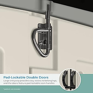 Suncast BMS6312D Everett 6' x 3' Heavy-Duty Resin Outdoor Pad-Lockable Double Doors and Windows All-Weather Shed for Yard Storage, Dove Gray