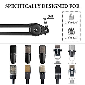 Geekria for Creators Microphone Arm Compatible with AKG Lyra Ultra-HD, P120, P220, C214 Mic Boom Arm Mount Adapter with Tabletop Flange Mount, Suspension Stand, Mic Scissor Arm, Desk Mount Holder