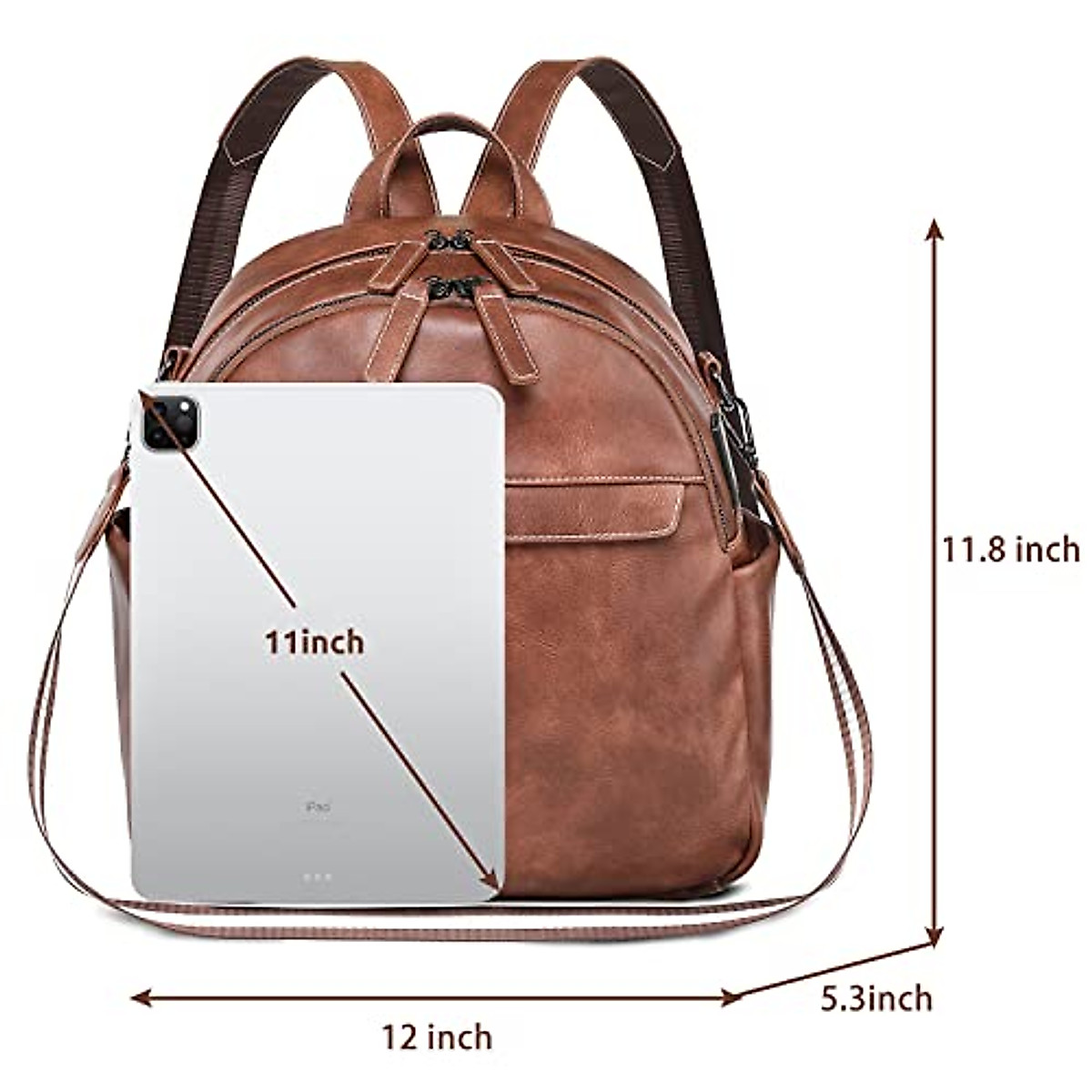 Backpack Purse for Women,PU Leather Satchel Handbags for Women Ladies Work Office Travel College Student School Bookbag with USB Charging Port,Fashion Casual Anti-Theft Shoulder Bag fits 11inch Tablet