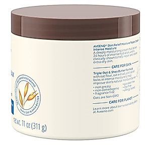 Aveeno Skin Relief Intense Moisture Repair Body Cream with Triple Oat & Shea Butter Formula, Helps Relieve & Restore Extra-Dry Skin with Long-Lasting Moisture, Fragrance-Free, 11 oz