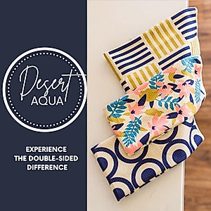 Desert Aqua || 3 Pack|| Kitchen Towels || Dish Towels || Tea Towels || Highly Absorbent || Hanging Loop || Dish Cloths || Modern || Designer Prints (Multi Floral)