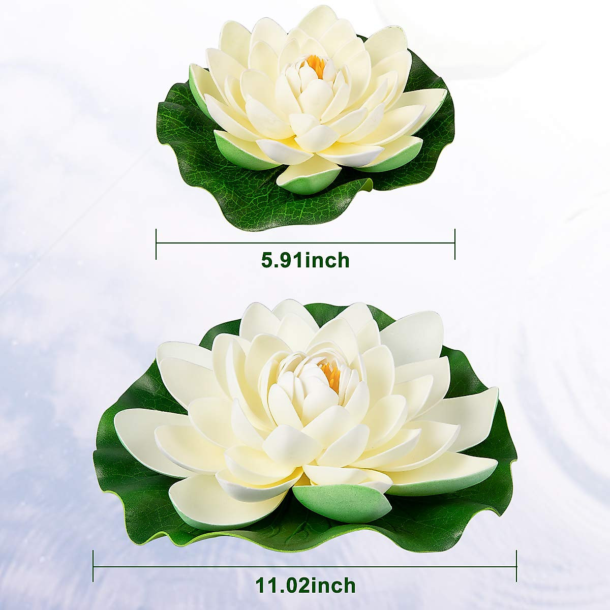 AZEX Linyida Artificial Floating Foam Lotus Flowers,Artificial Water Lily Pads, Lotus Lilies Pad Ornaments for Patio Koi Pond Pool Aquarium Home Garden(6PCS Ivory)