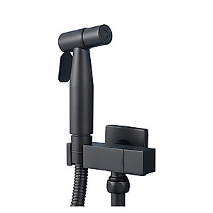 ifgswopq Black Bidet Faucet Portable Bidet Sprayer Set Brass Toilet Faucet Cold Water Only Bathroom Shower Head Sanitary Shower (A5071 2B)