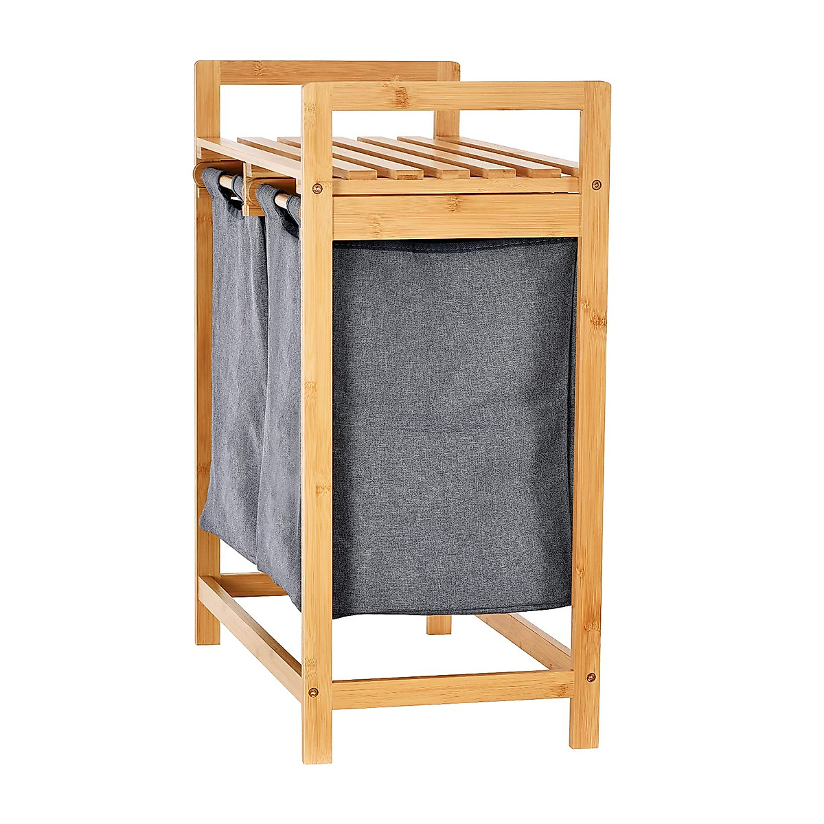 ToiletTree Products Bamboo Hamper with Dual Compartments - Laundry Sorter for Bathrooms and Laundry Rooms - Dual Hamper to Sort Darks and Whites - Bamboo Laundry Hamper