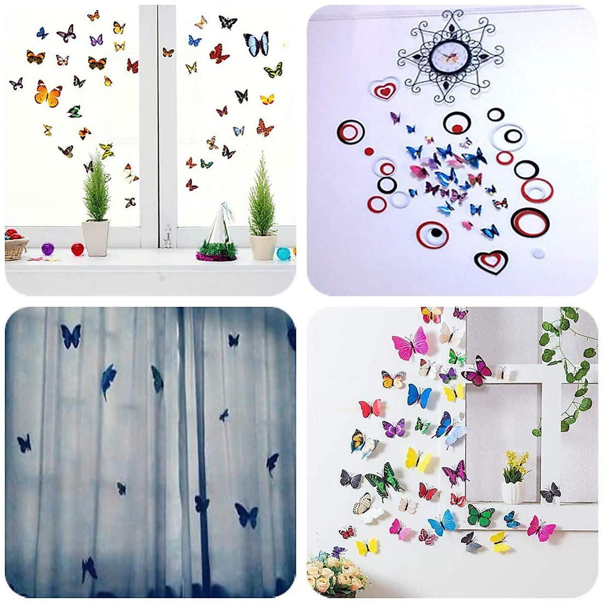 95PCS Butterfly Wall Decals 3D Butterflies Wall Stickers Removable Mural Decals DIY Home Decoration Kids Room Bedroom Decor