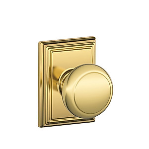 SCHLAGE F10 and 505 ADD Addison Collection Andover Passage Knob, PVD Bright Brass