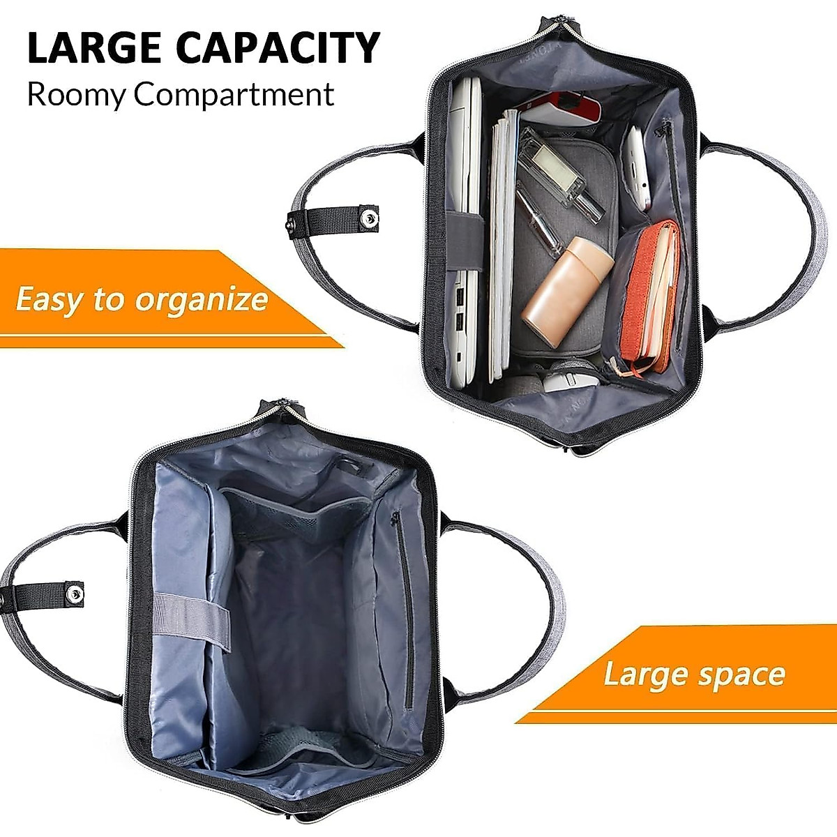 17 inch Laptop Backpack for Women, Extra Large 40L Travel Backpack With USB Charging Port Anti Theft Procket, Water Resistant Airline Approved Carry on Bag College Backpack Purse School Bookbag, Grey