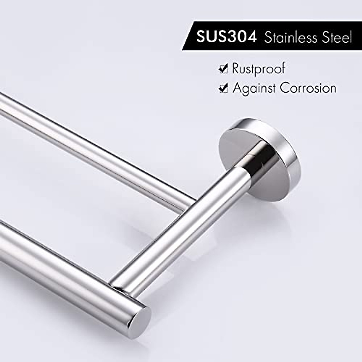 KES 23.6-Inch Double Towel Bar SUS304 Stainless Steel Bathroom Kitchen Towel Holder Dual Towel Rail Rustproof Wall Mount Polished Finish, A2001S60