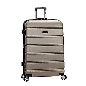 Rockland Melbourne Hardside Expandable Spinner Wheel Luggage, Silver, Checked-Large 28-Inch