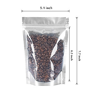 LOKQING 100 PCS Resealable Mylar Bags 4.9x7.9 Inches and 100 Pcs Translucent Plastic Cookie Bags with Stickers