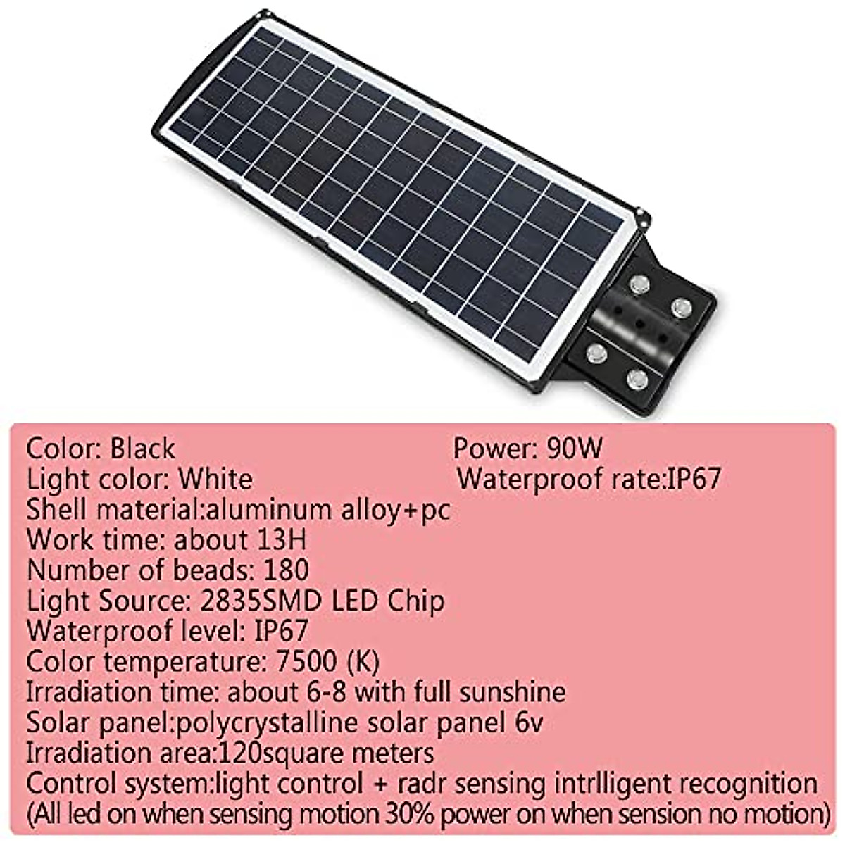 G-PLUS 90W Solar Street Lights Outdoor,Commercial IP67 PIR Sensor Lamp,Dusk to Dawn Solar Security LED Flood Light for Square,Yard, Garden,Street