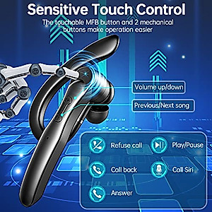 Bluetooth Headset Wireless Bluetooth Earpiece 5.3 Clear Call with 2 ENC Microphone, 80Hrs Ultra Long Playtime Hands-Free Earbuds for Driving/Business/Office, Compatible for IOS/Android Cellphone 2023