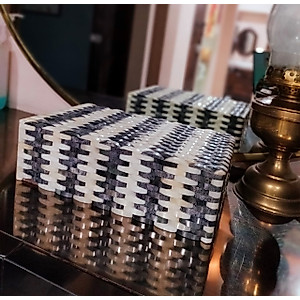 Decorative Inlay & Wooden Engraved Art Keepsake Box Storage For Jewelry Hand Finished White and Gray Mat Pattern Keepsake Oraganizer Rectangular Shape Bone Inlay Beautiful Home Décor & Table Décor