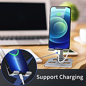 Sakya Folding Cell Phone Stand, Fully Adjustable Desktop Phone Holder Cradle Dock Compatible with Phone 14, Plus, Pro, Pro Max, 13 12 X XS,Android Smartphone, Pad (7-12"), Desk Accessories Upgrade