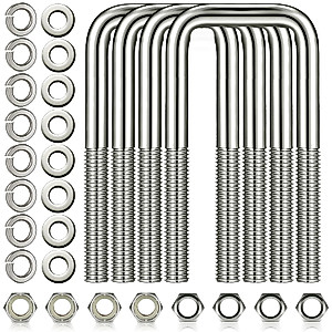 4 Pcs Hotop 304 Stainless Steel Square U-Bolt Boat Trailer U-Bolts with Washers and Nuts l Heavy Duty U Bolt for Sailboat Trailer Automobiles Industrial Part (1/2 D x 2 1/16 W x 4 3/4 Inch)